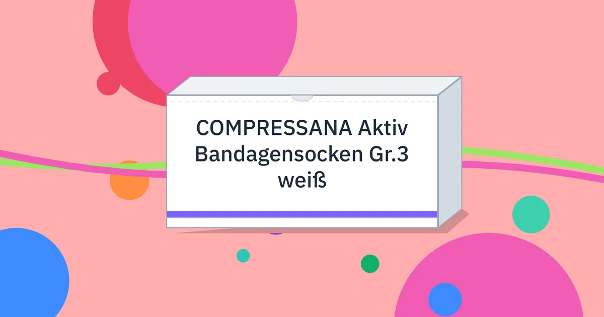 Symbolbild: Packung mit der Aufschrift COMPRESSANA Aktiv Bandagensocken Gr.3 weiß (PZN 09209813) – Verfügbarkeit und Bezug in Apotheken in Frankfurt am Main