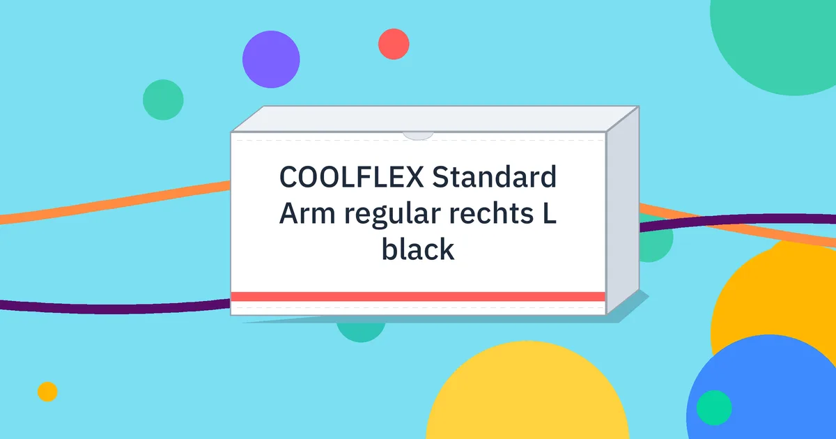 Symbolbild: Packung mit der Aufschrift COOLFLEX Standard Arm regular rechts L black (PZN 20382564) – Verfügbarkeit und Bezug in Apotheken in Frankfurt am Main