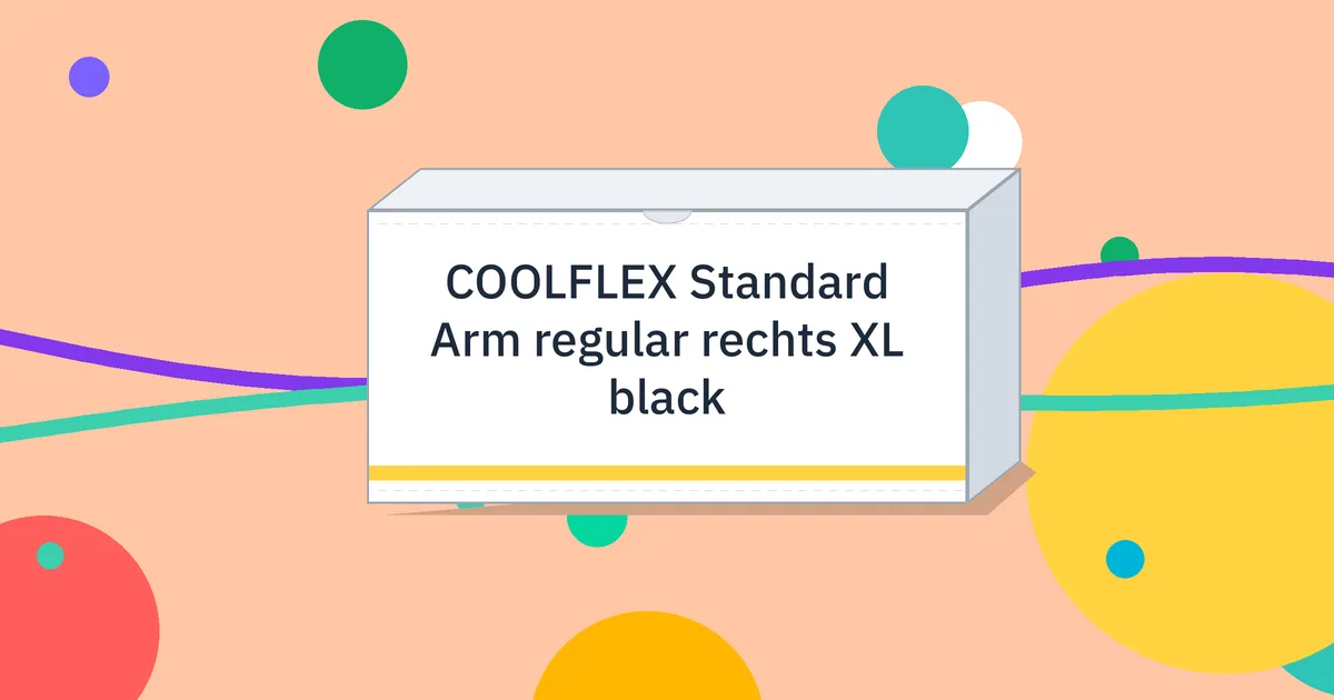 Symbolbild: Packung mit der Aufschrift COOLFLEX Standard Arm regular rechts XL black (PZN 20382593) – Verfügbarkeit und Bezug in Apotheken in Frankfurt am Main