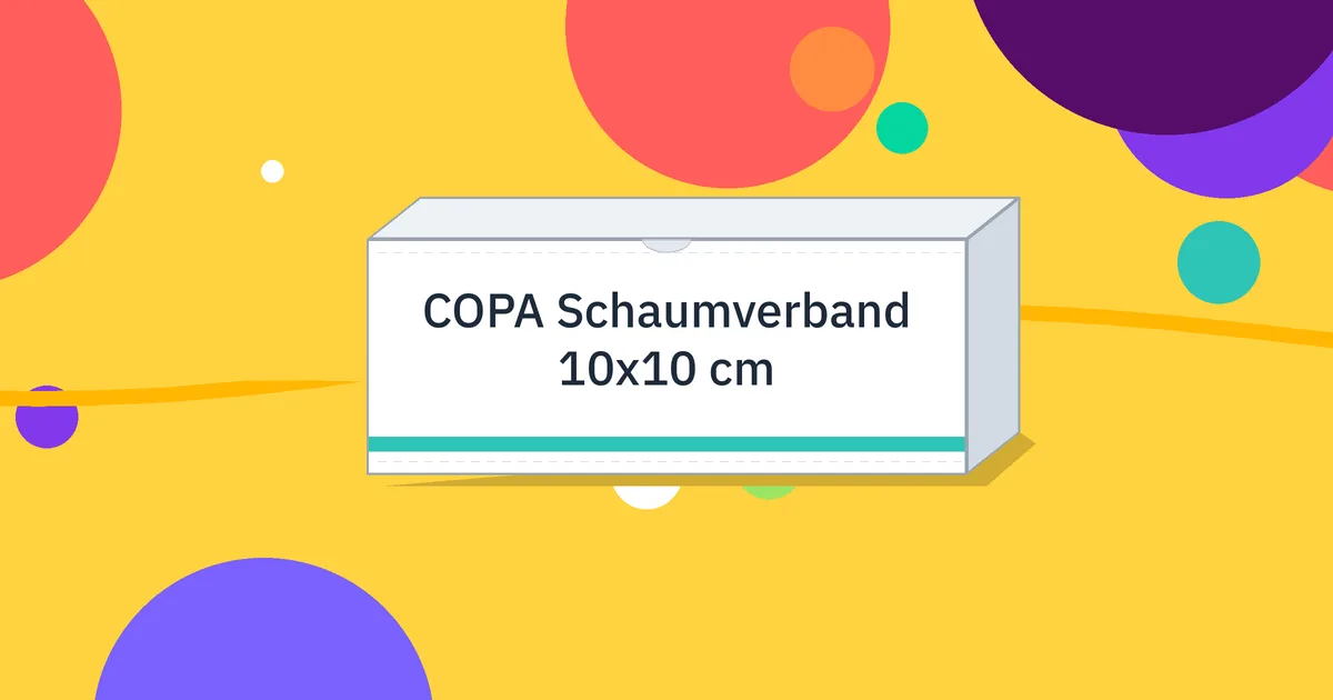 Symbolbild: Packung mit der Aufschrift COPA Schaumverband 10x10 cm (PZN 14400648) – Verfügbarkeit und Bezug in Apotheken in Frankfurt am Main
