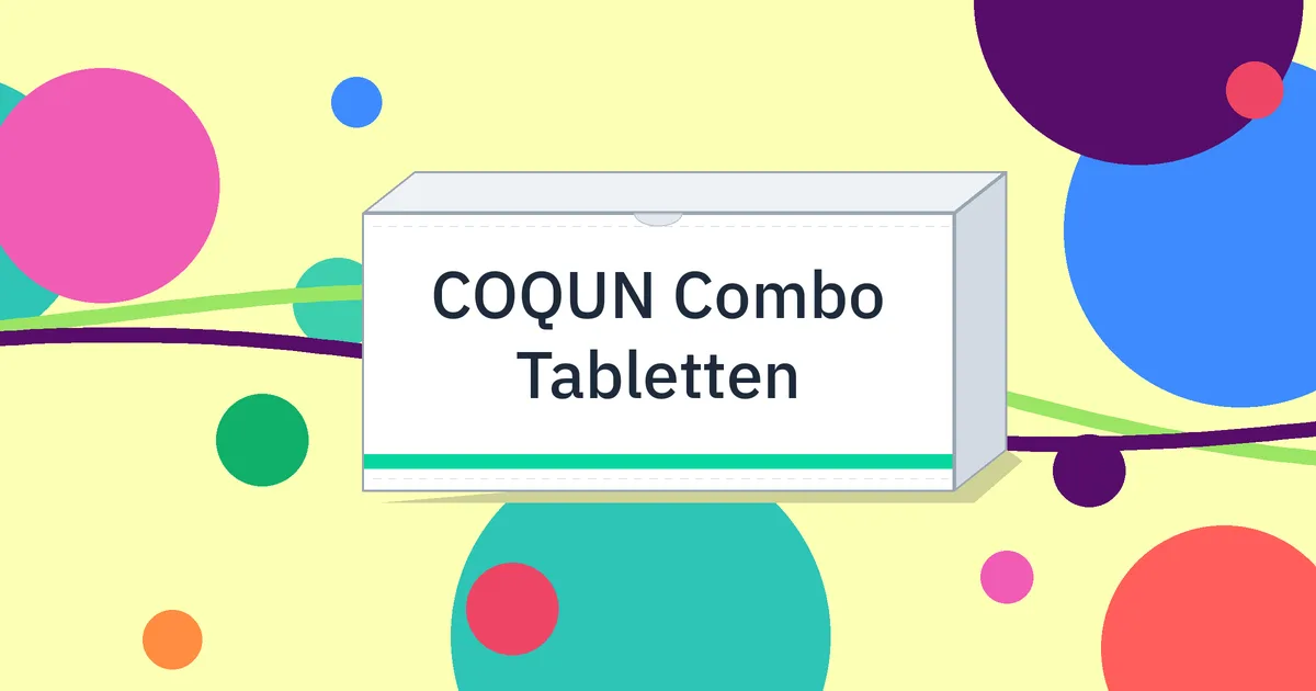 Symbolbild: Packung mit der Aufschrift COQUN Combo Tabletten (PZN 17155698) – Verfügbarkeit und Bezug in Apotheken in Frankfurt am Main