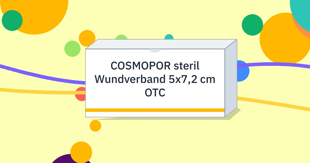 Symbolbild: Packung mit der Aufschrift COSMOPOR steril Wundverband 5x7,2 cm OTC (PZN 16875918) – Verfügbarkeit und Bezug in Apotheken in Frankfurt am Main