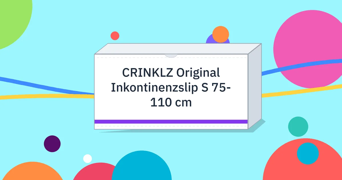 Symbolbild: Packung mit der Aufschrift CRINKLZ Original Inkontinenzslip S 75-110 cm (PZN 15617930) – Verfügbarkeit und Bezug in Apotheken in Frankfurt am Main