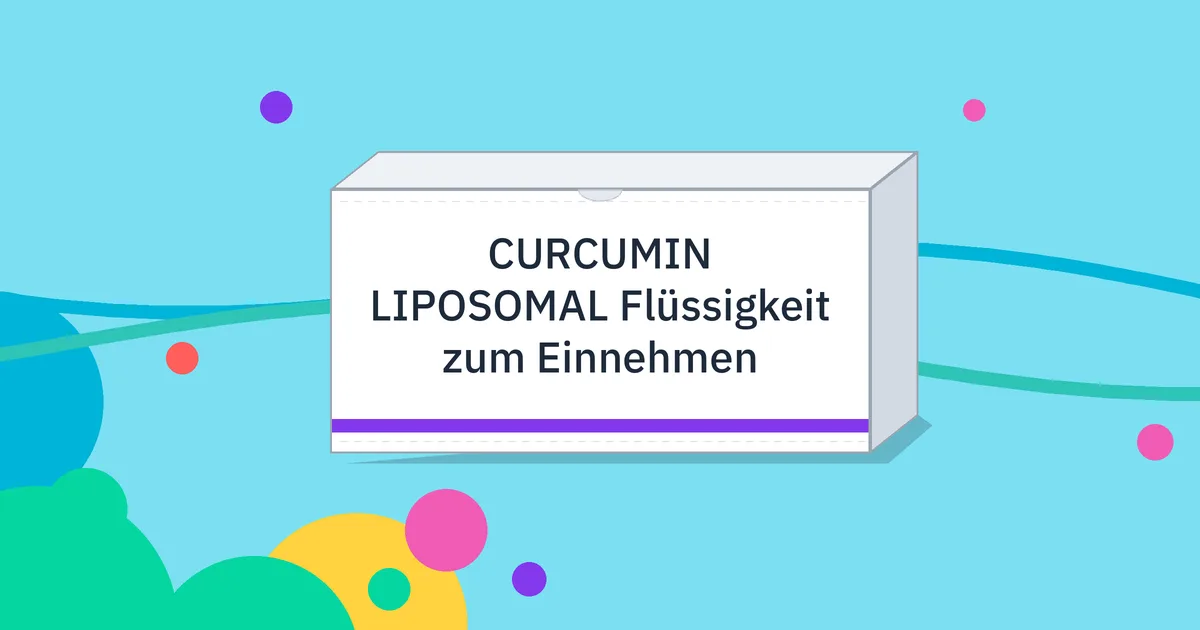 Symbolbild: Packung mit der Aufschrift CURCUMIN LIPOSOMAL Flüssigkeit zum Einnehmen (PZN 19114953) – Verfügbarkeit und Bezug in Apotheken in Frankfurt am Main