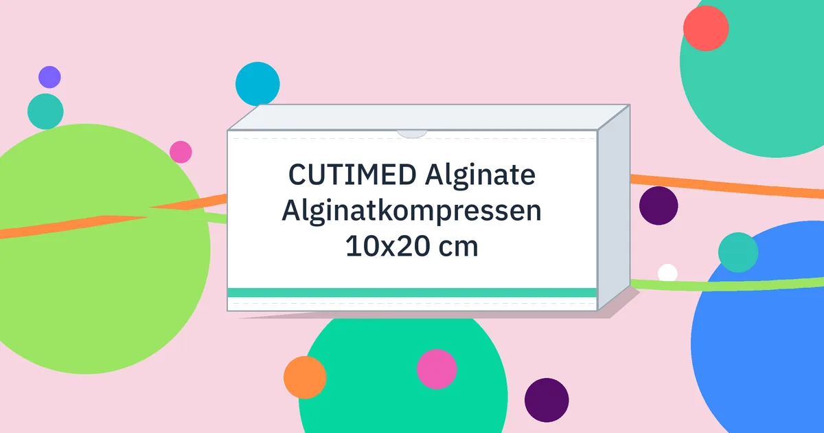Symbolbild: Packung mit der Aufschrift CUTIMED Alginate Alginatkompressen 10x20 cm (PZN 01179099) – Verfügbarkeit und Bezug in Apotheken in Frankfurt am Main