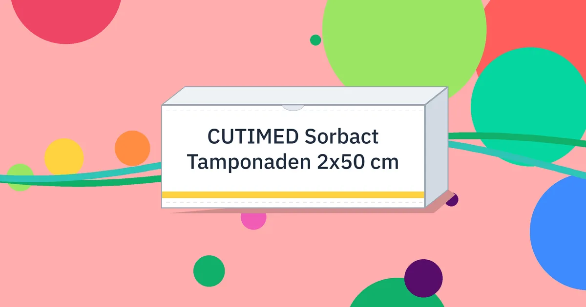 Symbolbild: Packung mit der Aufschrift CUTIMED Sorbact Tamponaden 2x50 cm (PZN 11005874) – Verfügbarkeit und Bezug in Apotheken in Frankfurt am Main