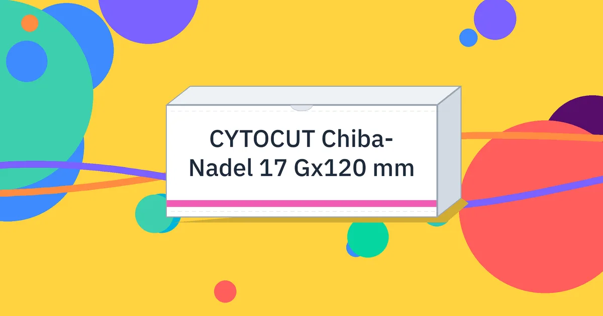 Symbolbild: Packung mit der Aufschrift CYTOCUT Chiba-Nadel 17 Gx120 mm (PZN 19735069) – Verfügbarkeit und Bezug in Apotheken in Frankfurt am Main