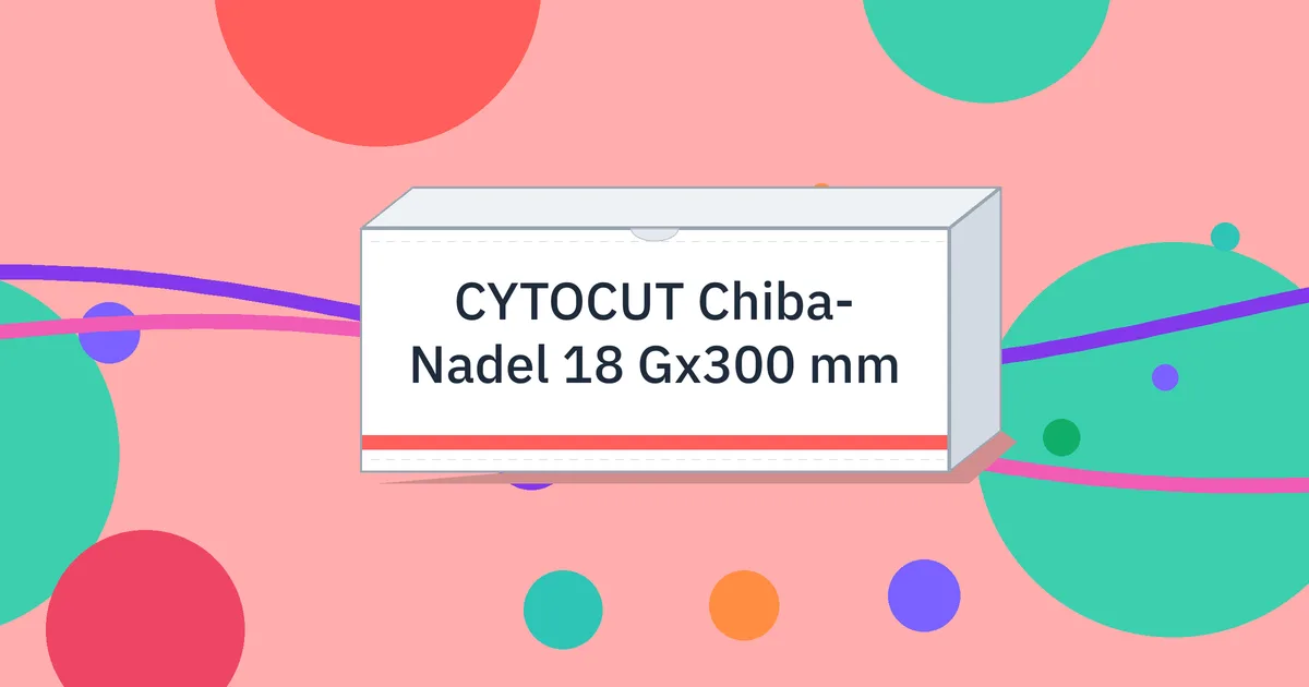 Symbolbild: Packung mit der Aufschrift CYTOCUT Chiba-Nadel 18 Gx300 mm (PZN 19735187) – Verfügbarkeit und Bezug in Apotheken in Frankfurt am Main