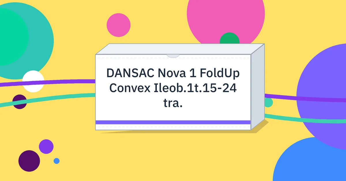 Symbolbild: Packung mit der Aufschrift DANSAC Nova 1 FoldUp Convex Ileob.1t.15-24 tra. (PZN 03755259) – Verfügbarkeit und Bezug in Apotheken in Frankfurt am Main