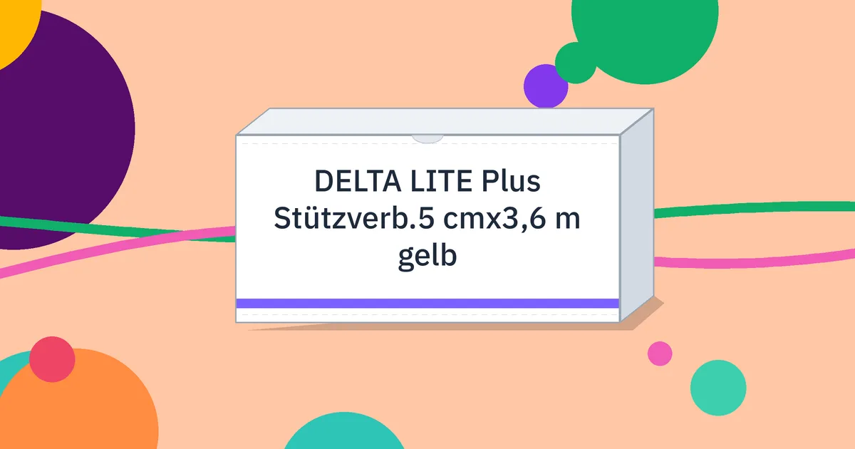 Symbolbild: Packung mit der Aufschrift DELTA LITE Plus Stützverb.5 cmx3,6 m gelb (PZN 01292223) – Verfügbarkeit und Bezug in Apotheken in Frankfurt am Main