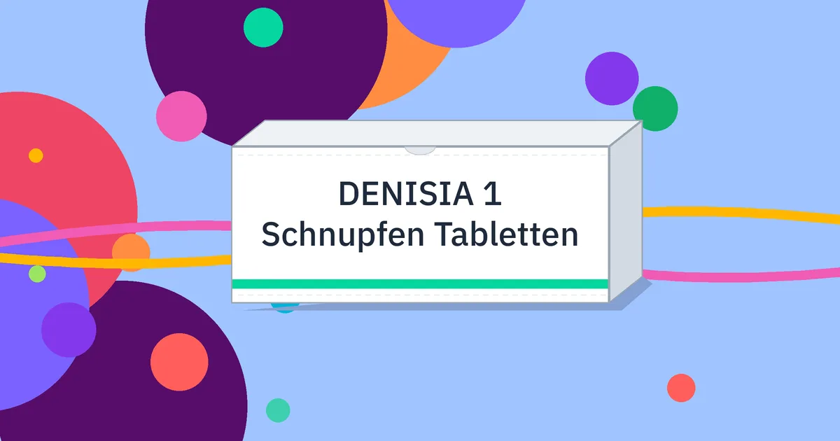 Symbolbild: Packung mit der Aufschrift DENISIA 1 Schnupfen Tabletten (PZN 08494243) – Verfügbarkeit und Bezug in Apotheken in Frankfurt am Main
