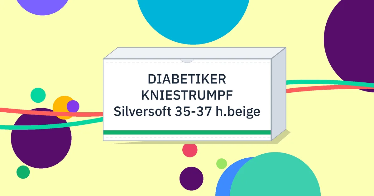 Symbolbild: Packung mit der Aufschrift DIABETIKER KNIESTRUMPF Silversoft 35-37 h.beige (PZN 01298332) – Verfügbarkeit und Bezug in Apotheken in Frankfurt am Main
