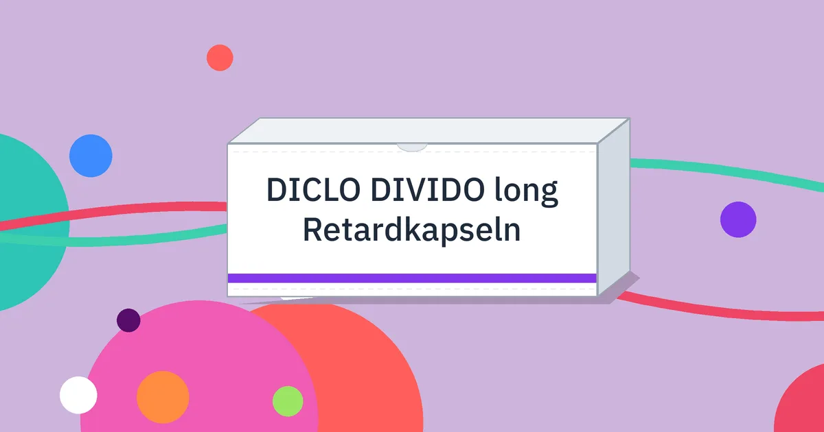 Symbolbild: Packung mit der Aufschrift DICLO DIVIDO long Retardkapseln (PZN 03892619) – Verfügbarkeit und Bezug in Apotheken in Frankfurt am Main