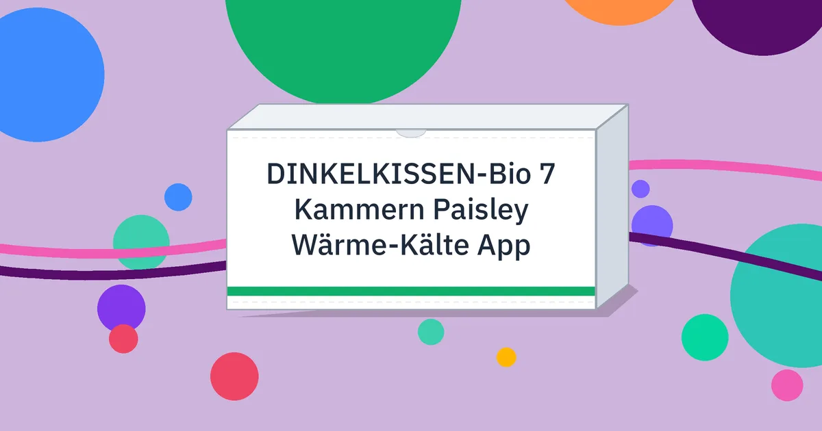 Symbolbild: Packung mit der Aufschrift DINKELKISSEN-Bio 7 Kammern Paisley Wärme-Kälte App (PZN 11695413) – Verfügbarkeit und Bezug in Apotheken in Frankfurt am Main