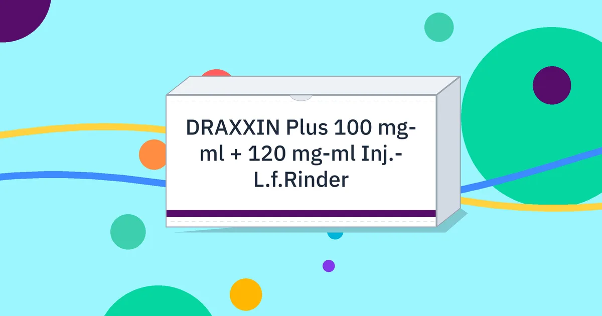 Symbolbild: Packung mit der Aufschrift DRAXXIN Plus 100 mg-ml + 120 mg-ml Inj.-L.f.Rinder (PZN 17150689) – Verfügbarkeit und Bezug in Apotheken in Frankfurt am Main