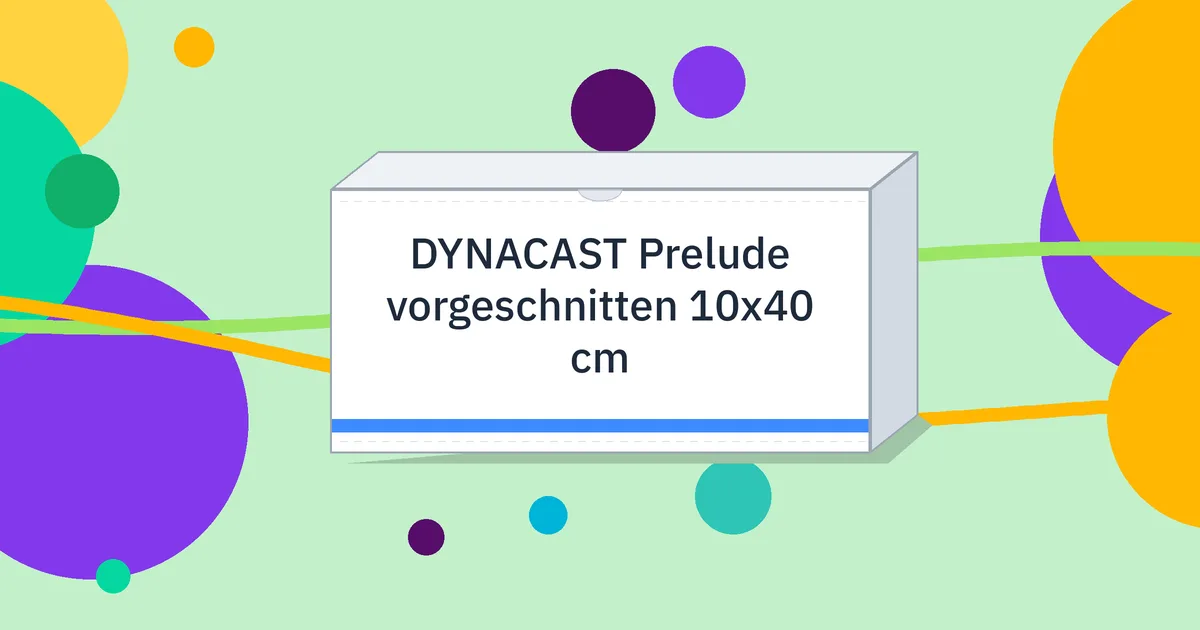 Symbolbild: Packung mit der Aufschrift DYNACAST Prelude vorgeschnitten 10x40 cm (PZN 01869220) – Verfügbarkeit und Bezug in Apotheken in Frankfurt am Main