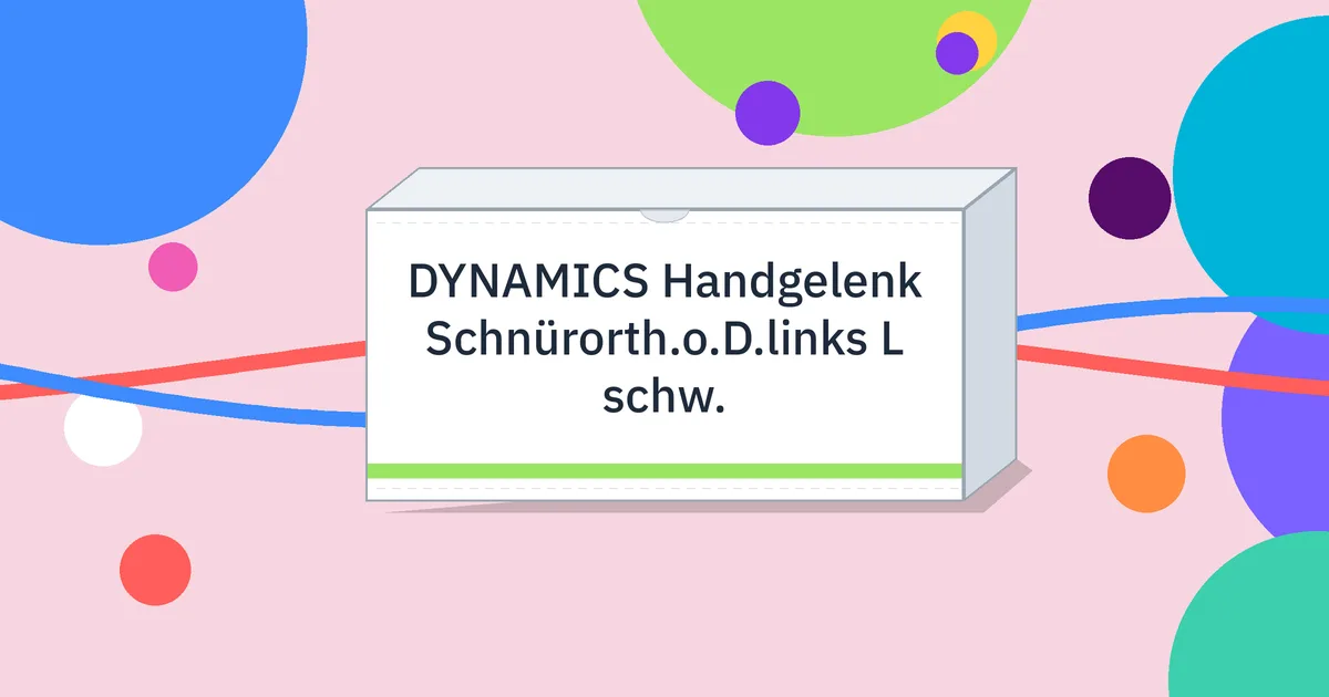 Symbolbild: Packung mit der Aufschrift DYNAMICS Handgelenk Schnürorth.o.D.links L schw. (PZN 10632913) – Verfügbarkeit und Bezug in Apotheken in Frankfurt am Main