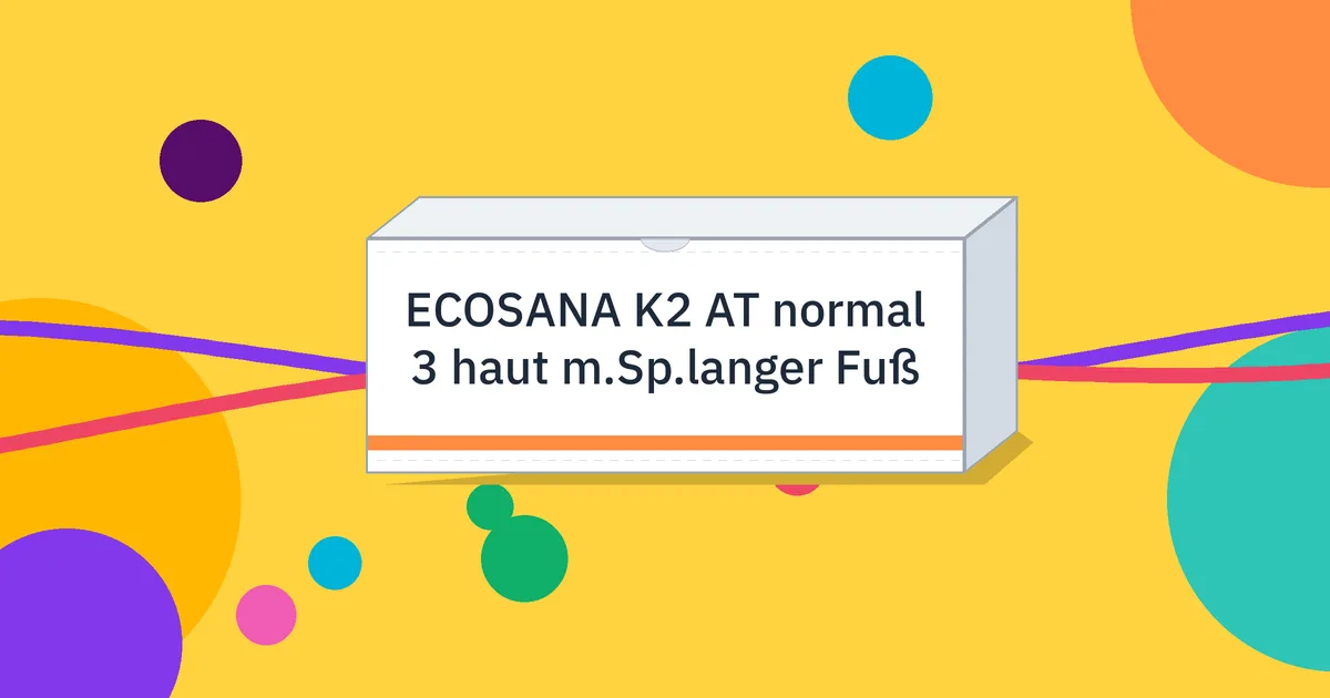 Symbolbild: Packung mit der Aufschrift ECOSANA K2 AT normal 3 haut m.Sp.langer Fuß (PZN 10956202) – Verfügbarkeit und Bezug in Apotheken in Frankfurt am Main