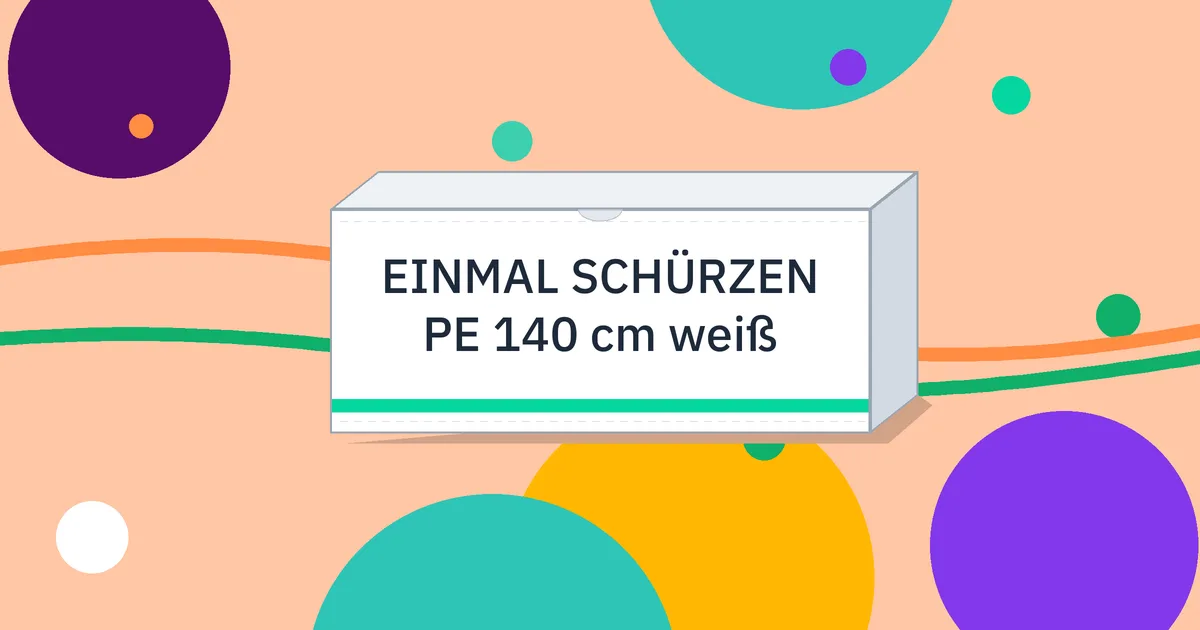 Symbolbild: Packung mit der Aufschrift EINMAL SCHÜRZEN PE 140 cm weiß (PZN 04353422) – Verfügbarkeit und Bezug in Apotheken in Frankfurt am Main