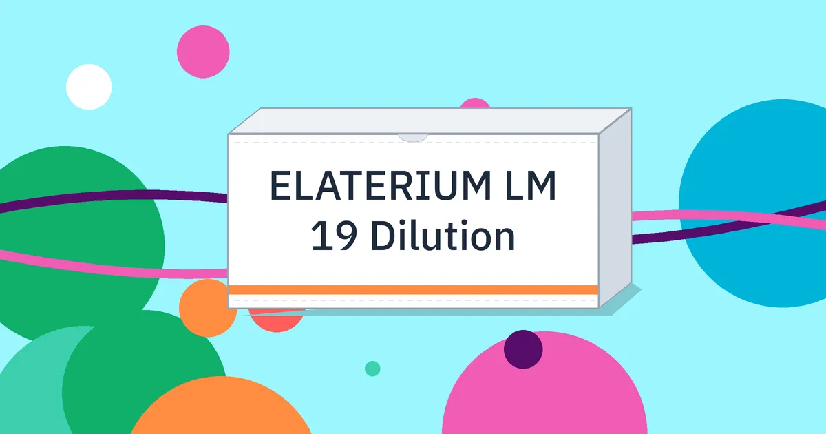 Symbolbild: Packung mit der Aufschrift ELATERIUM LM 19 Dilution (PZN 13470339) – Verfügbarkeit und Bezug in Apotheken in Frankfurt am Main