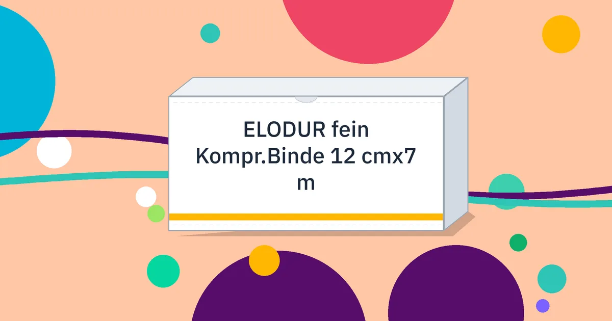 Symbolbild: Packung mit der Aufschrift ELODUR fein Kompr.Binde 12 cmx7 m (PZN 01945926) – Verfügbarkeit und Bezug in Apotheken in Frankfurt am Main