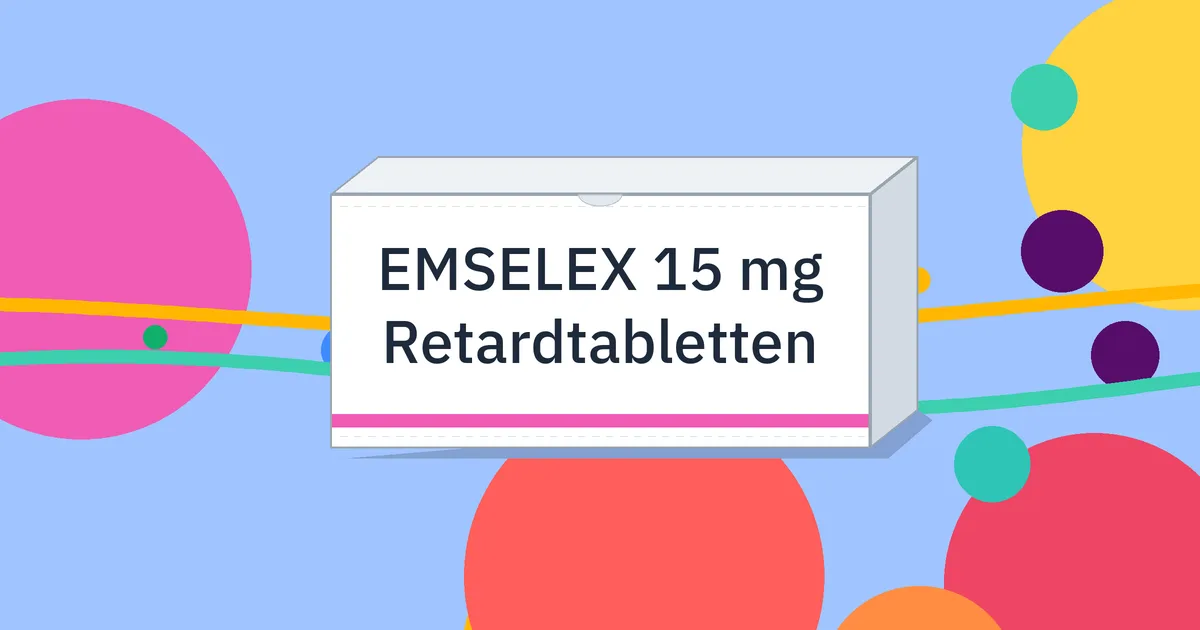 Symbolbild: Packung mit der Aufschrift EMSELEX 15 mg Retardtabletten (PZN 01755019) – Verfügbarkeit und Bezug in Apotheken in Frankfurt am Main