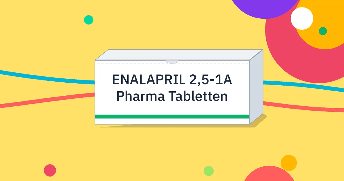 Symbolbild: Packung mit der Aufschrift ENALAPRIL 2,5-1A Pharma Tabletten (PZN 13568541) – Verfügbarkeit und Bezug in Apotheken in Frankfurt am Main
