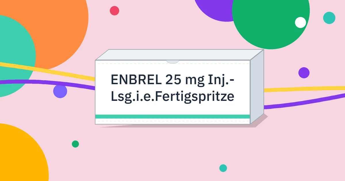 Symbolbild: Packung mit der Aufschrift ENBREL 25 mg Inj.-Lsg.i.e.Fertigspritze (PZN 04422407) – Verfügbarkeit und Bezug in Apotheken in Frankfurt am Main