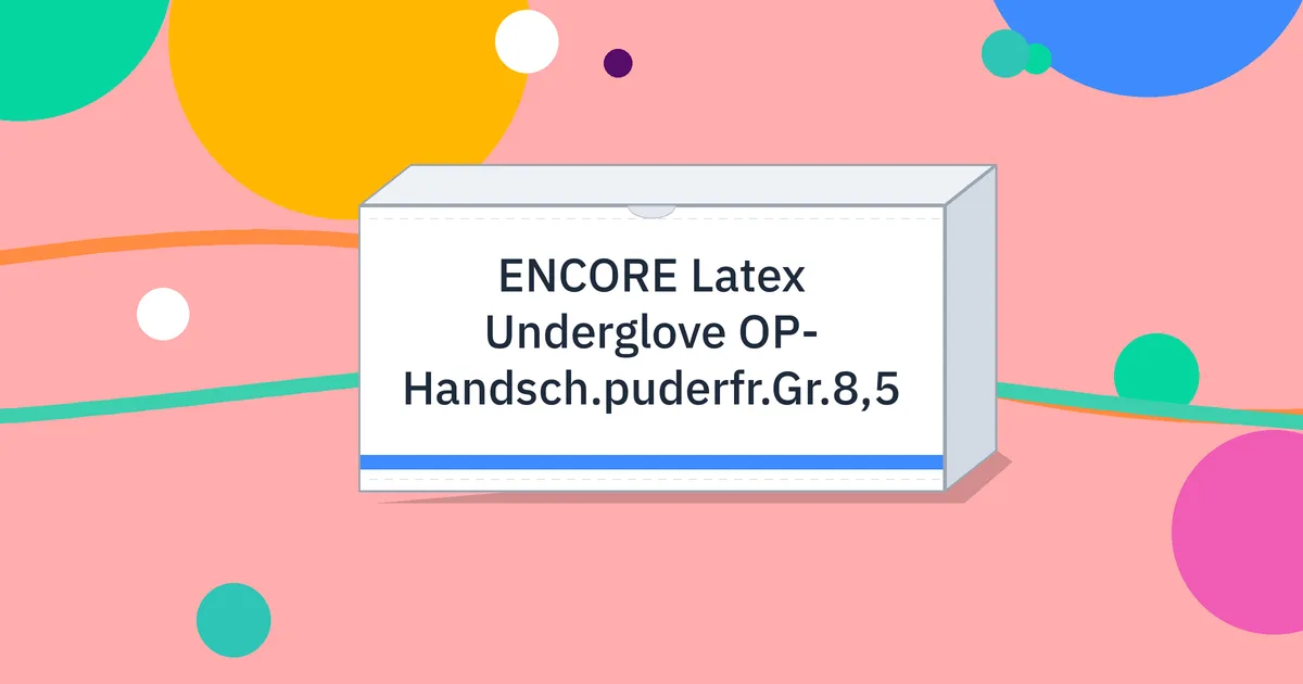Symbolbild: Packung mit der Aufschrift ENCORE Latex Underglove OP-Handsch.puderfr.Gr.8,5 (PZN 13163979) – Verfügbarkeit und Bezug in Apotheken in Frankfurt am Main
