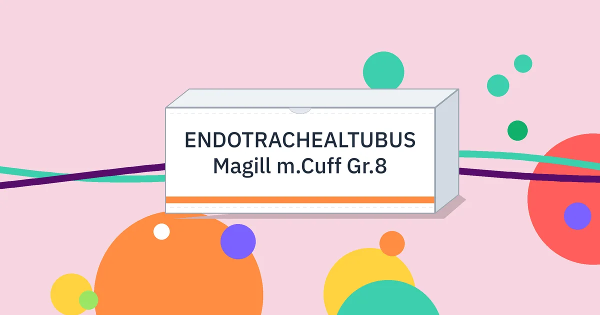Symbolbild: Packung mit der Aufschrift ENDOTRACHEALTUBUS Magill m.Cuff Gr.8 (PZN 02860014) – Verfügbarkeit und Bezug in Apotheken in Frankfurt am Main