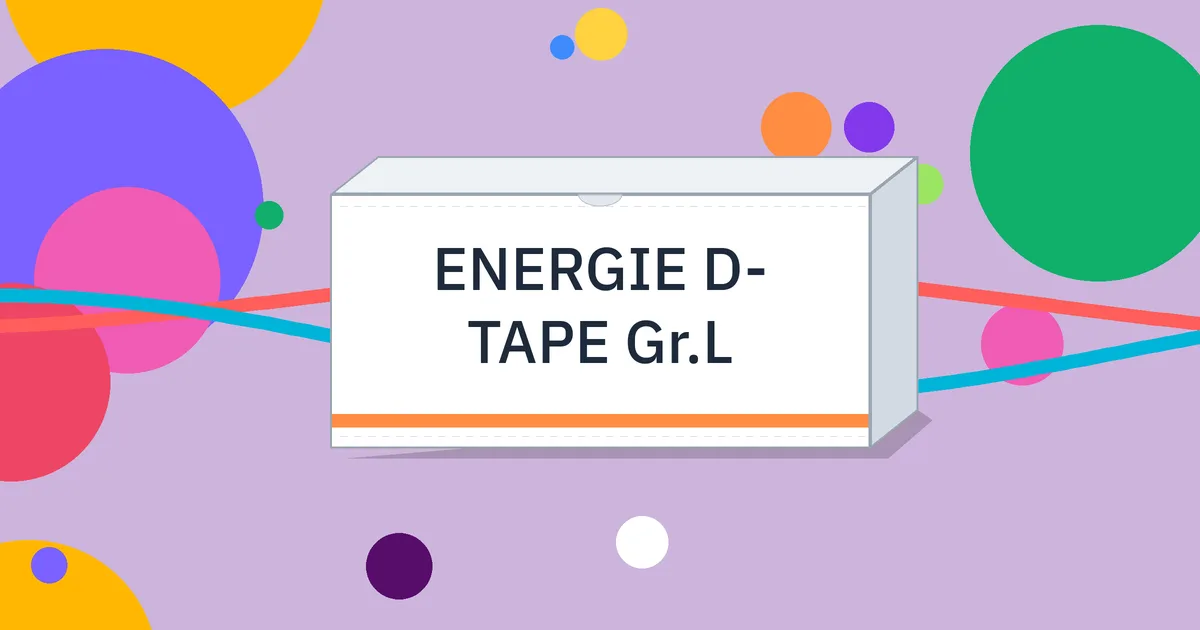 Symbolbild: Packung mit der Aufschrift ENERGIE D-TAPE Gr.L (PZN 20634178) – Verfügbarkeit und Bezug in Apotheken in Frankfurt am Main