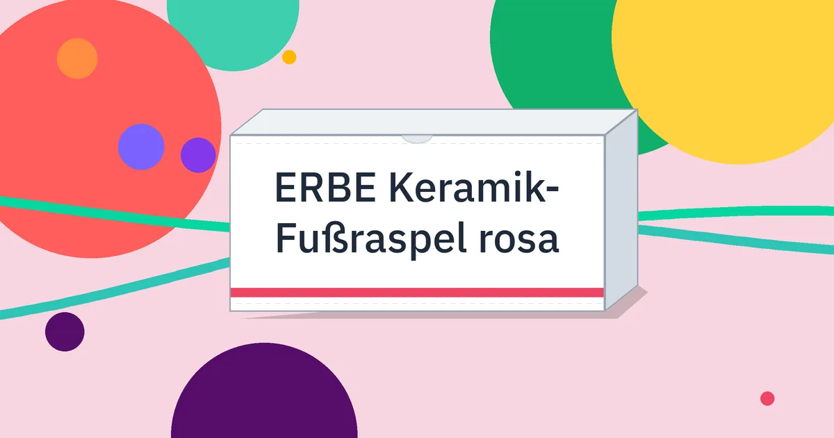 Symbolbild: Packung mit der Aufschrift ERBE Keramik-Fußraspel rosa (PZN 15887411) – Verfügbarkeit und Bezug in Apotheken in Frankfurt am Main