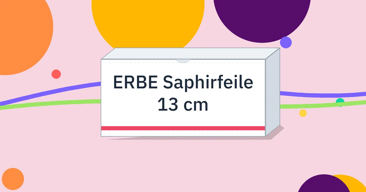 Symbolbild: Packung mit der Aufschrift ERBE Saphirfeile 13 cm (PZN 02693823) – Verfügbarkeit und Bezug in Apotheken in Frankfurt am Main