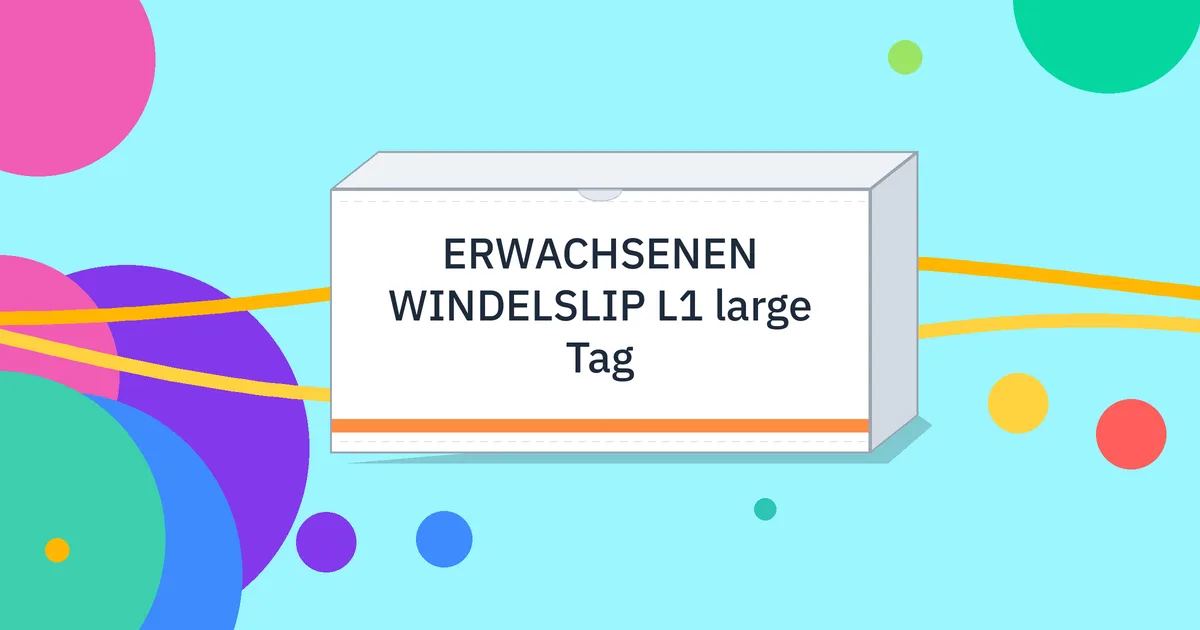 Symbolbild: Packung mit der Aufschrift ERWACHSENEN WINDELSLIP L1 large Tag (PZN 10544847) – Verfügbarkeit und Bezug in Apotheken in Frankfurt am Main