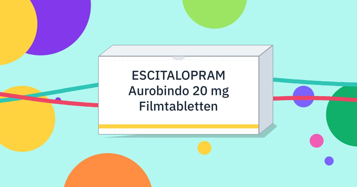 Symbolbild: Packung mit der Aufschrift ESCITALOPRAM Aurobindo 20 mg Filmtabletten (PZN 10113202) – Verfügbarkeit und Bezug in Apotheken in Frankfurt am Main