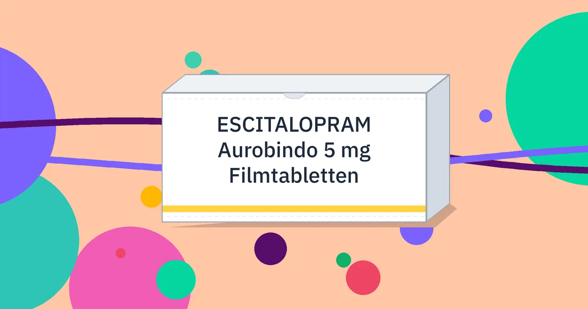 Symbolbild: Packung mit der Aufschrift ESCITALOPRAM Aurobindo 5 mg Filmtabletten (PZN 20095267) – Verfügbarkeit und Bezug in Apotheken in Frankfurt am Main