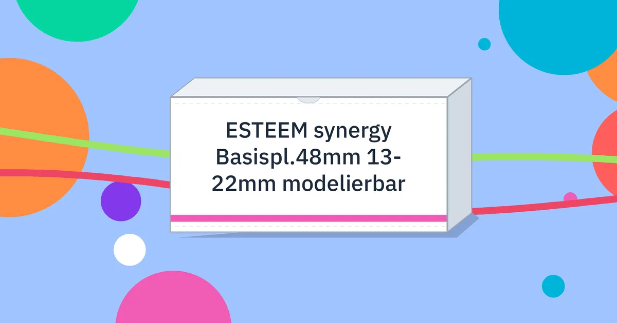 Symbolbild: Packung mit der Aufschrift ESTEEM synergy Basispl.48mm 13-22mm modelierbar (PZN 06415400) – Verfügbarkeit und Bezug in Apotheken in Frankfurt am Main
