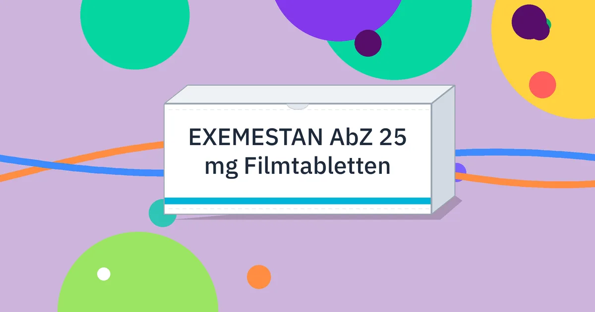 Symbolbild: Packung mit der Aufschrift EXEMESTAN AbZ 25 mg Filmtabletten (PZN 06998494) – Verfügbarkeit und Bezug in Apotheken in Frankfurt am Main