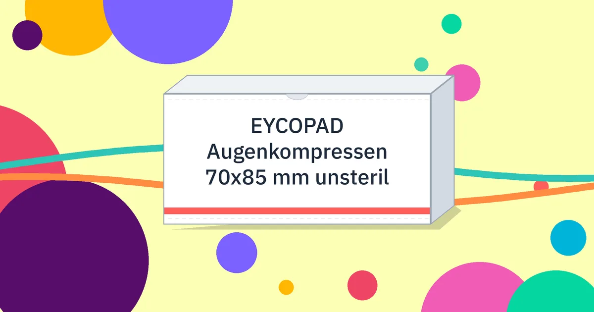 Symbolbild: Packung mit der Aufschrift EYCOPAD Augenkompressen 70x85 mm unsteril (PZN 12594074) – Verfügbarkeit und Bezug in Apotheken in Frankfurt am Main