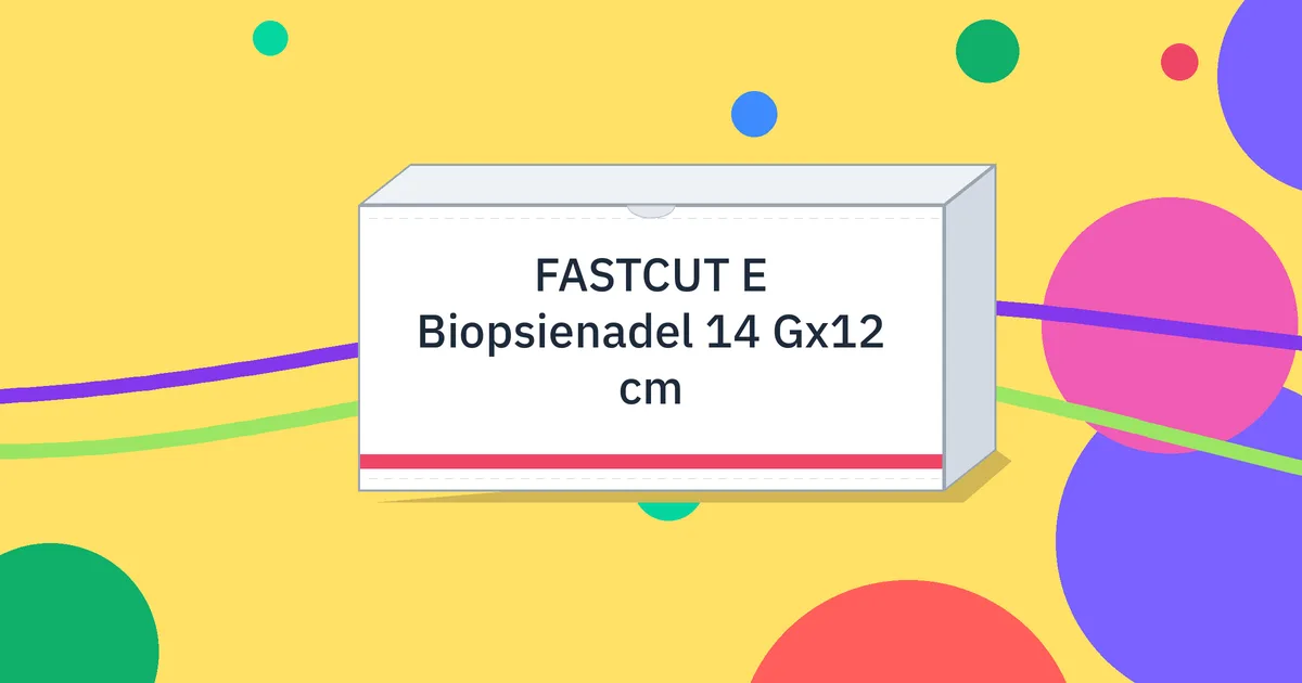 Symbolbild: Packung mit der Aufschrift FASTCUT E Biopsienadel 14 Gx12 cm (PZN 16922374) – Verfügbarkeit und Bezug in Apotheken in Frankfurt am Main