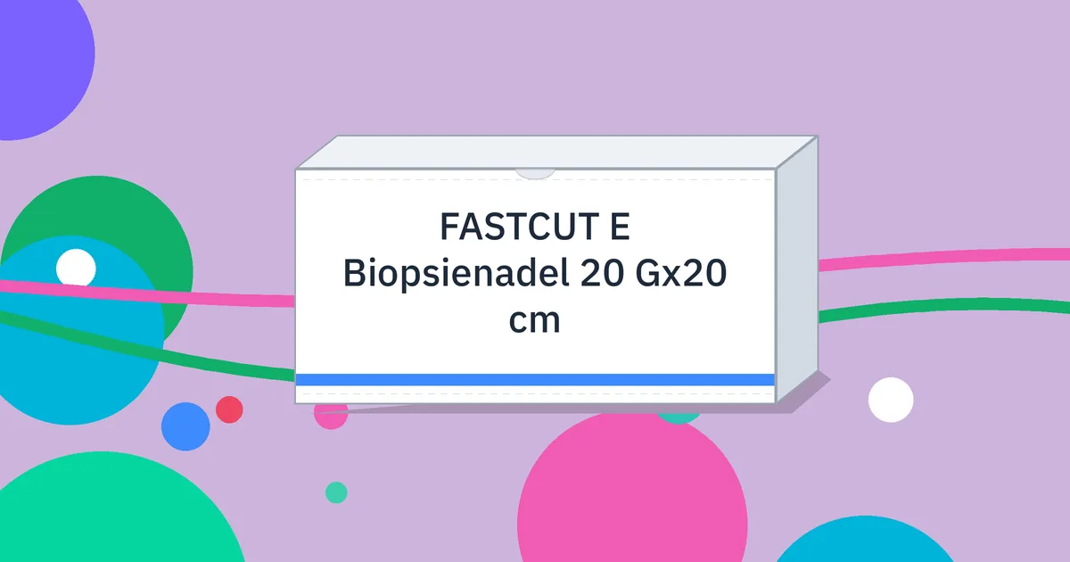 Symbolbild: Packung mit der Aufschrift FASTCUT E Biopsienadel 20 Gx20 cm (PZN 16922629) – Verfügbarkeit und Bezug in Apotheken in Frankfurt am Main
