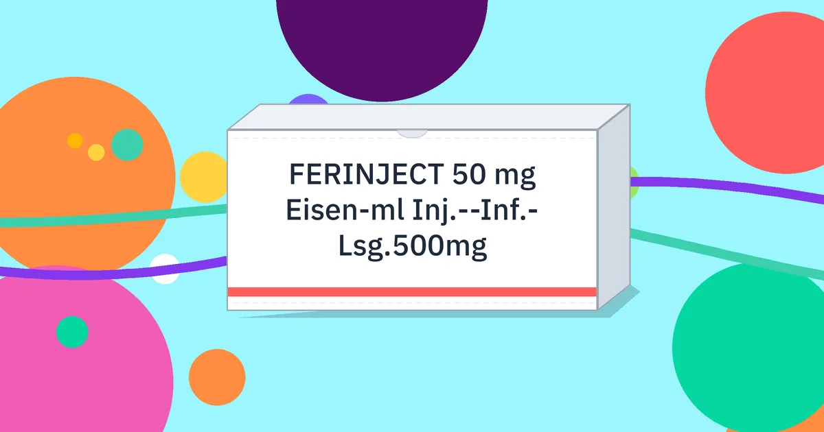 Symbolbild: Packung mit der Aufschrift FERINJECT 50 mg Eisen-ml Inj.--Inf.-Lsg.500mg (PZN 06330164) – Verfügbarkeit und Bezug in Apotheken in Frankfurt am Main