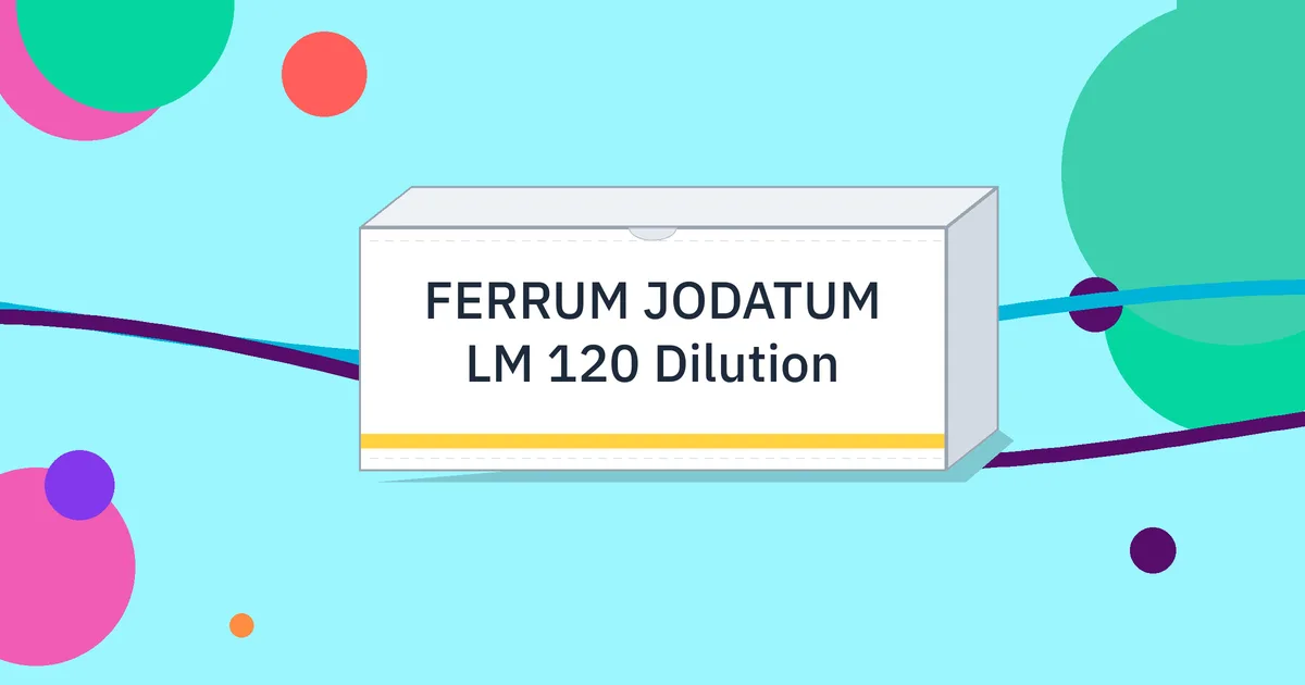 Symbolbild: Packung mit der Aufschrift FERRUM JODATUM LM 120 Dilution (PZN 12849232) – Verfügbarkeit und Bezug in Apotheken in Frankfurt am Main