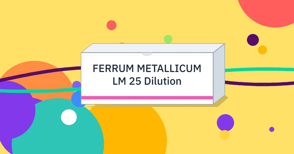 Symbolbild: Packung mit der Aufschrift FERRUM METALLICUM LM 25 Dilution (PZN 12850436) – Verfügbarkeit und Bezug in Apotheken in Frankfurt am Main