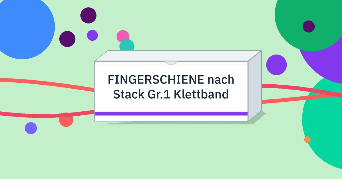 Symbolbild: Packung mit der Aufschrift FINGERSCHIENE nach Stack Gr.1 Klettband (PZN 02178506) – Verfügbarkeit und Bezug in Apotheken in Frankfurt am Main