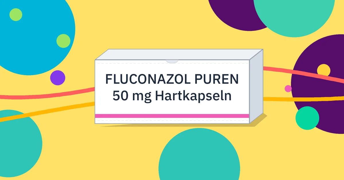 Symbolbild: Packung mit der Aufschrift FLUCONAZOL PUREN 50 mg Hartkapseln (PZN 11354681) – Verfügbarkeit und Bezug in Apotheken in Frankfurt am Main