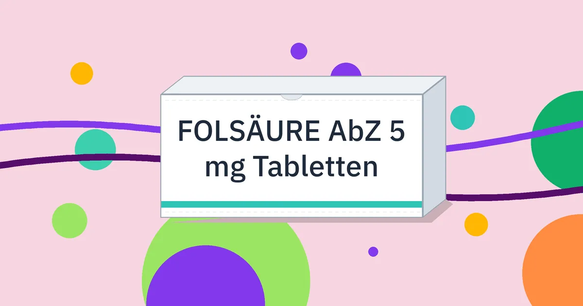 Symbolbild: Packung mit der Aufschrift FOLSÄURE AbZ 5 mg Tabletten (PZN 01234556) – Verfügbarkeit und Bezug in Apotheken in Frankfurt am Main