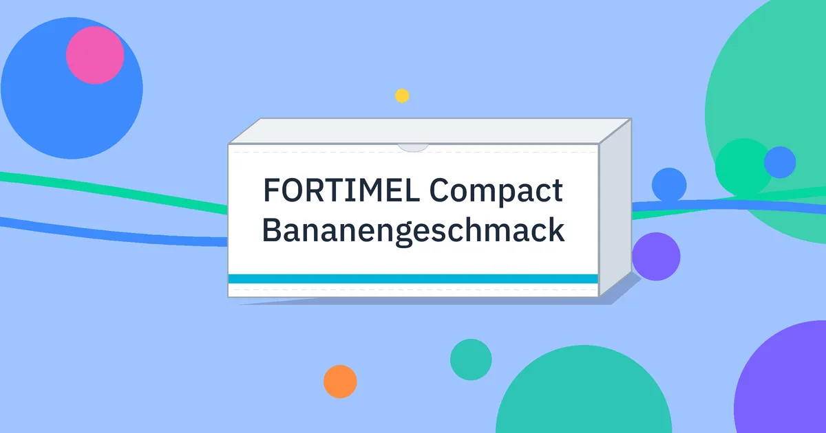 Symbolbild: Packung mit der Aufschrift FORTIMEL Compact Bananengeschmack (PZN 00147453) – Verfügbarkeit und Bezug in Apotheken in Frankfurt am Main