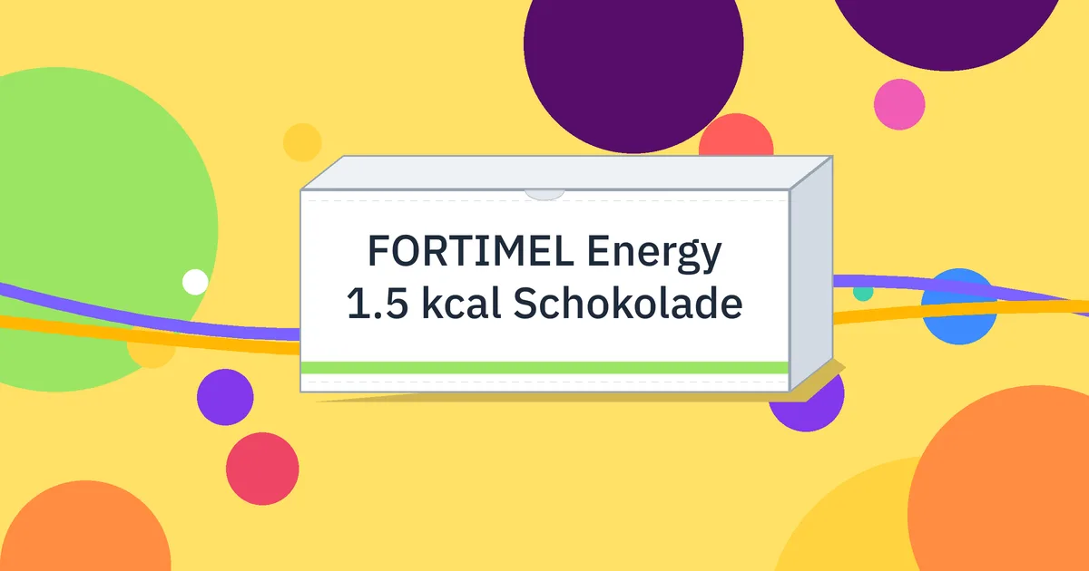 Symbolbild: Packung mit der Aufschrift FORTIMEL Energy 1.5 kcal Schokolade (PZN 20168658) – Verfügbarkeit und Bezug in Apotheken in Frankfurt am Main