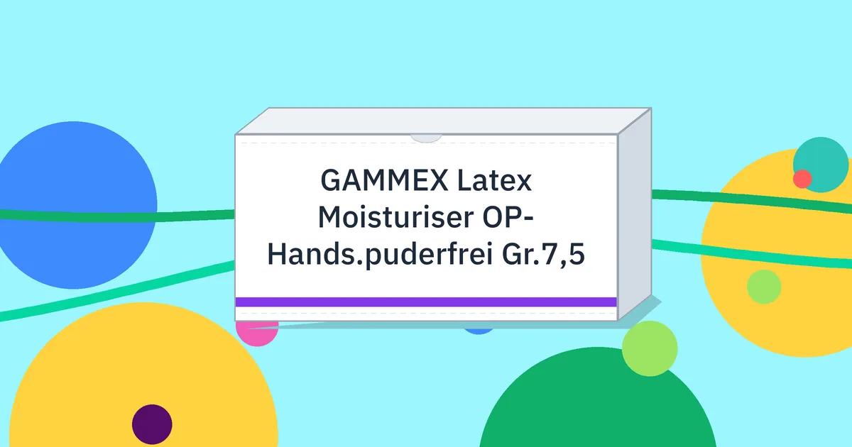 Symbolbild: Packung mit der Aufschrift GAMMEX Latex Moisturiser OP-Hands.puderfrei Gr.7,5 (PZN 11298327) – Verfügbarkeit und Bezug in Apotheken in Frankfurt am Main